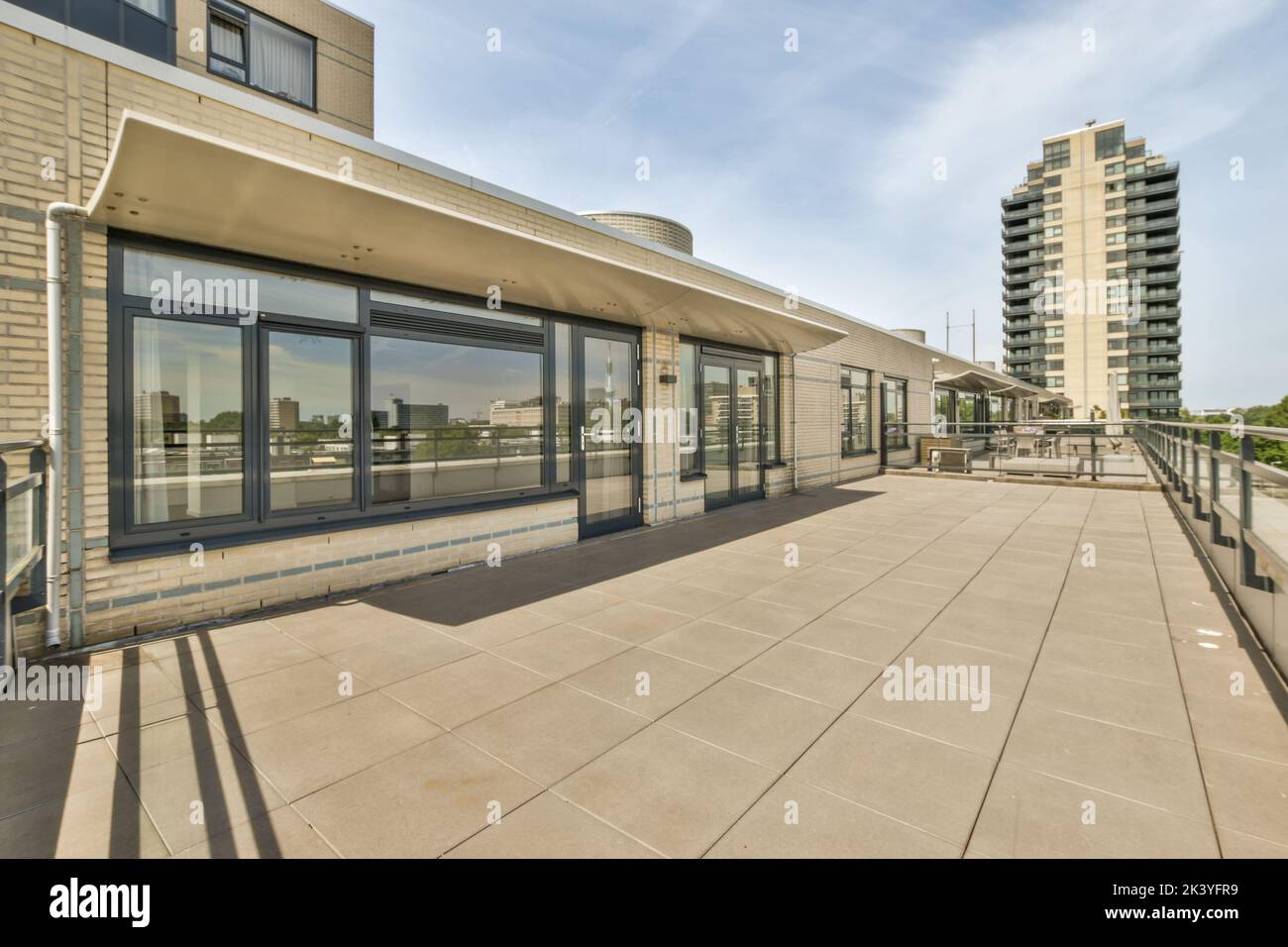 Panoramic view of buildings and trees from big balcony Stock Photo - Alamy
