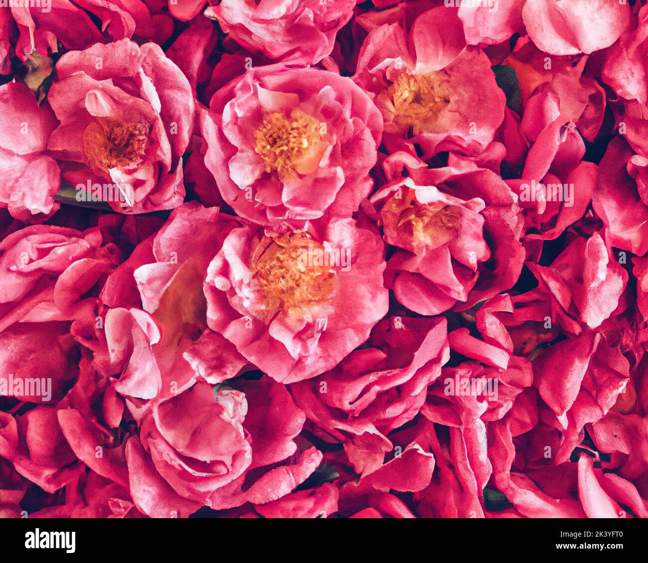 A closeup of pink common camellias (Camellia japonica) for background ...
