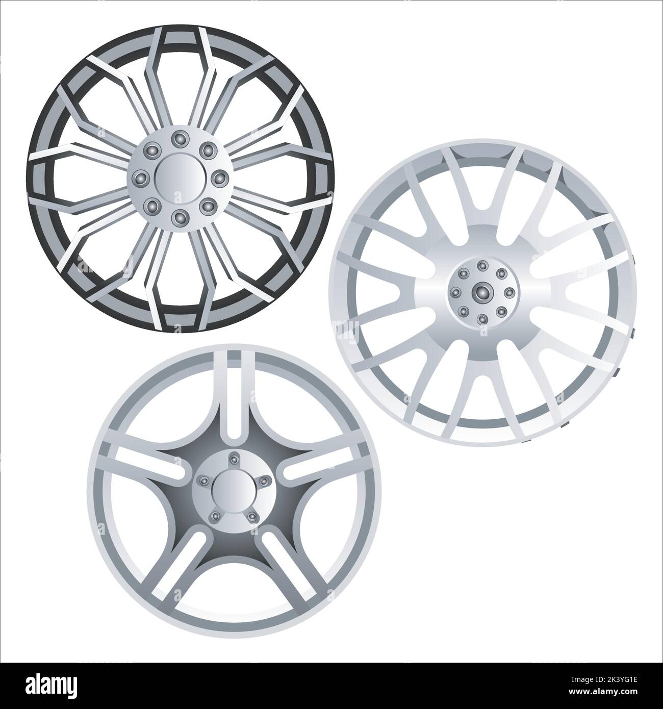 Vector Set Of Alloy Wheels Illustration Isolated On White Background ...