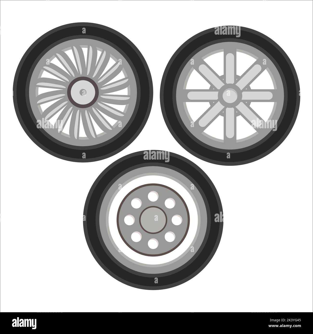 Vector Set Of Alloy Wheels Illustration Isolated On White Background ...