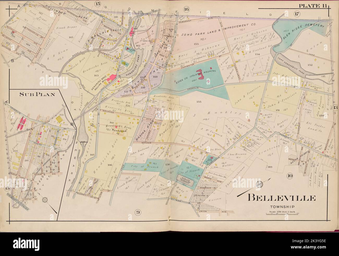 Essex County, V. 3, Double Page Plate No. 11 Map of Belleville township ...