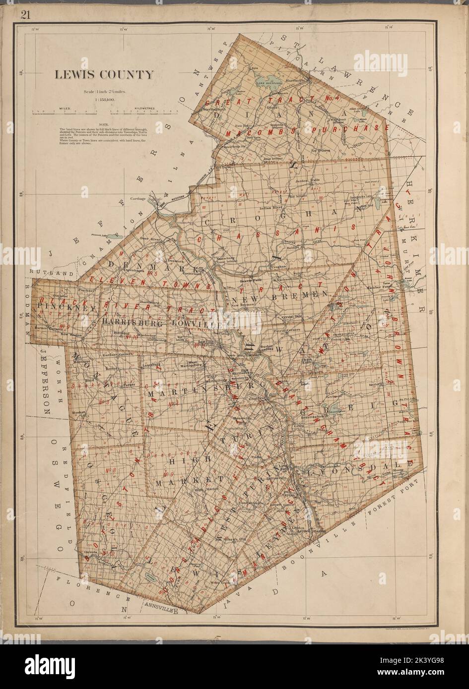 New York State, Plate No. 21 Map of Lewis County Cartographic. Atlases ...