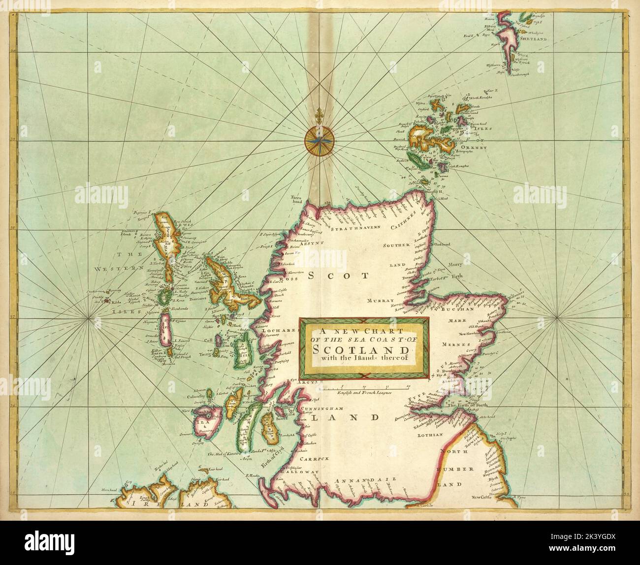 A new chart of the sea coast of SCOTLAND with the Island thereof 1702 ...