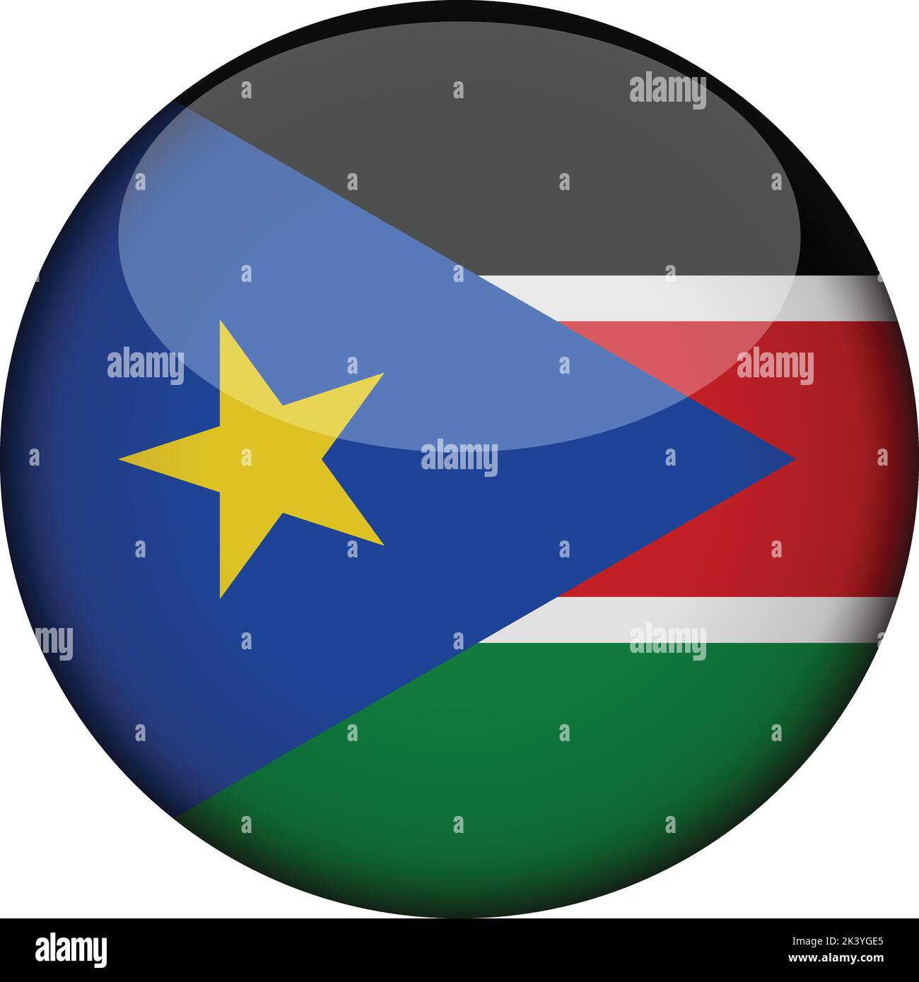 south sudan Flag in glossy round button of icon. south sudan emblem ...