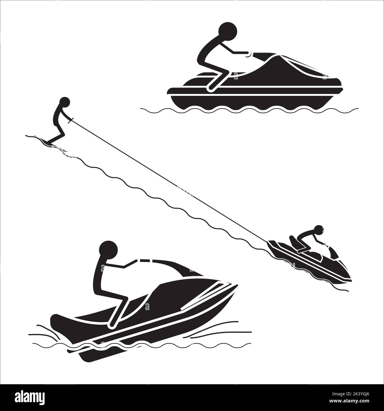 Vector Set Of Extreme Jet Ski Silhouettes Illustration Isolated On ...