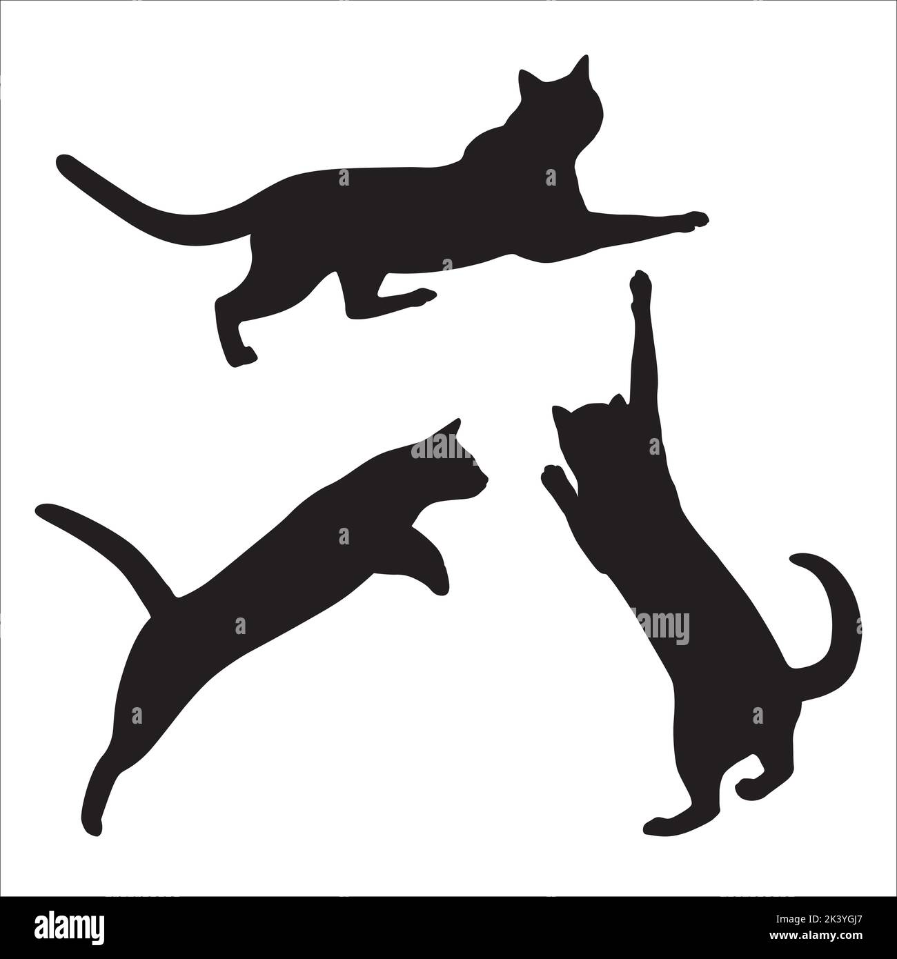 Vector Set Of Cats Silhouettes Illustration Isolated On White ...