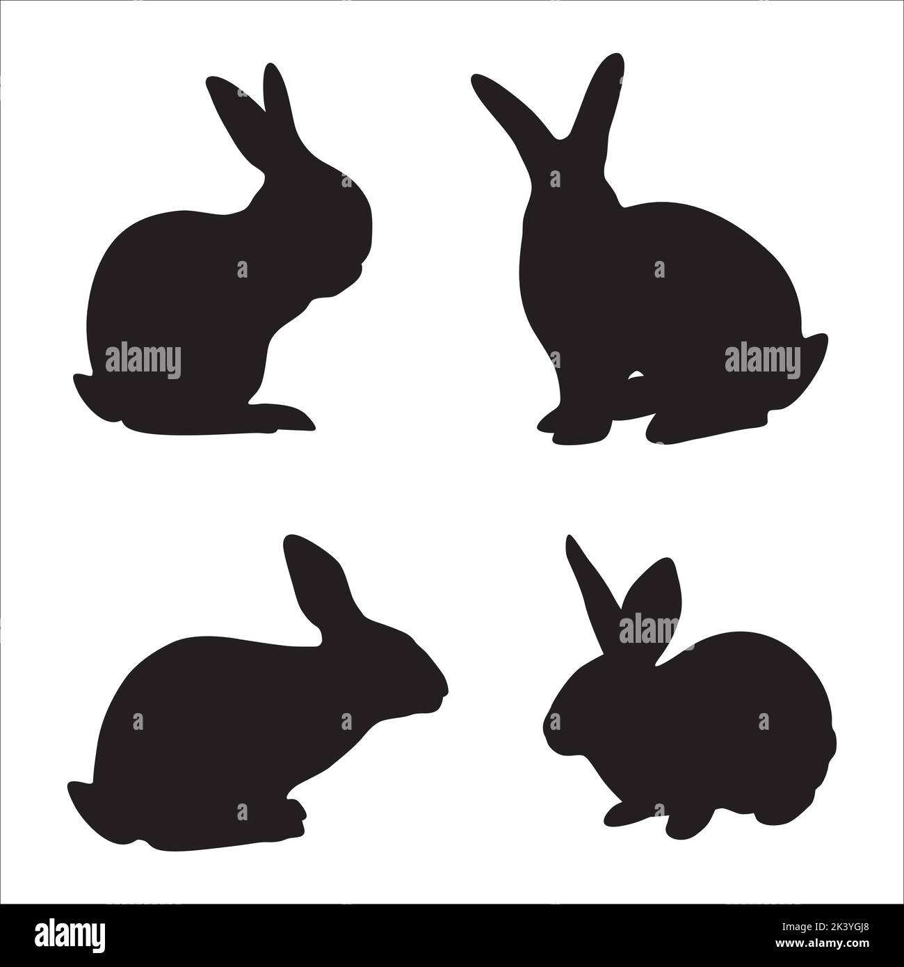 Vector Set Of Rabbits Animal Silhouettes Illustration Isolated On White ...