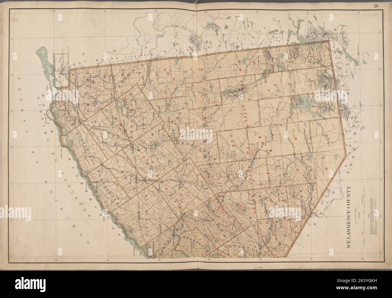New York State, Double Page Plate No. 19 Map of St. Lawrence County ...
