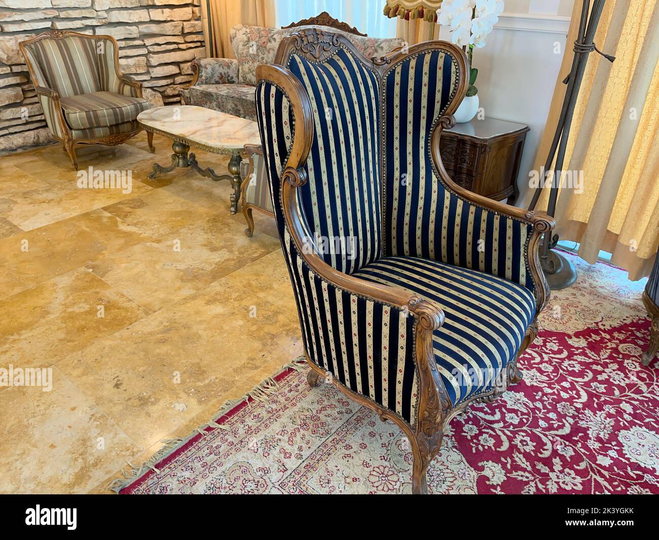 Fragments of vintage luxurious furniture in the Romanov style. Retro ...
