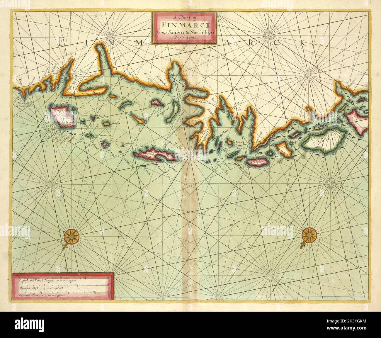 The Chart of FINMARCK from Sanien to North-Kyn or North point 1702 ...