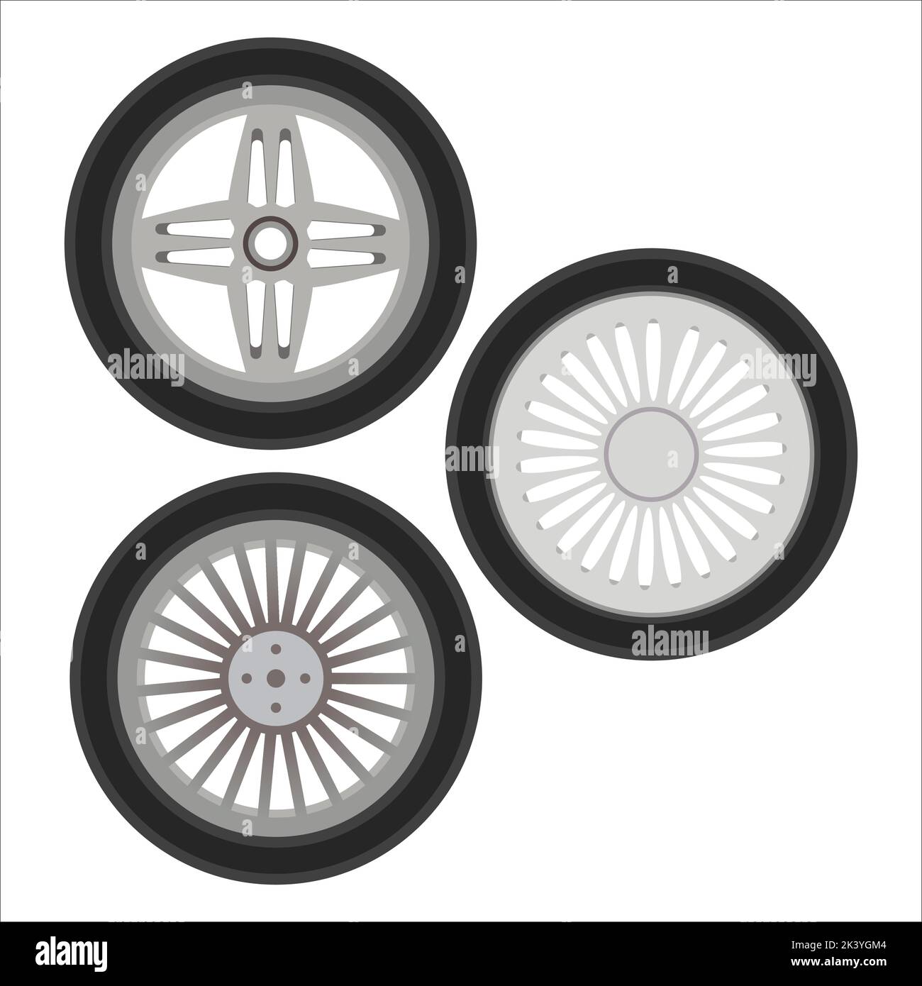 Vector Set Of Alloy Wheels Illustration Isolated On White Background ...