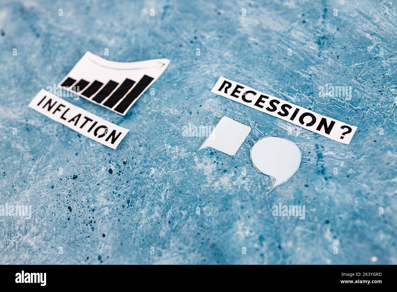 inflation text and graph showing prices going up next to recession text ...