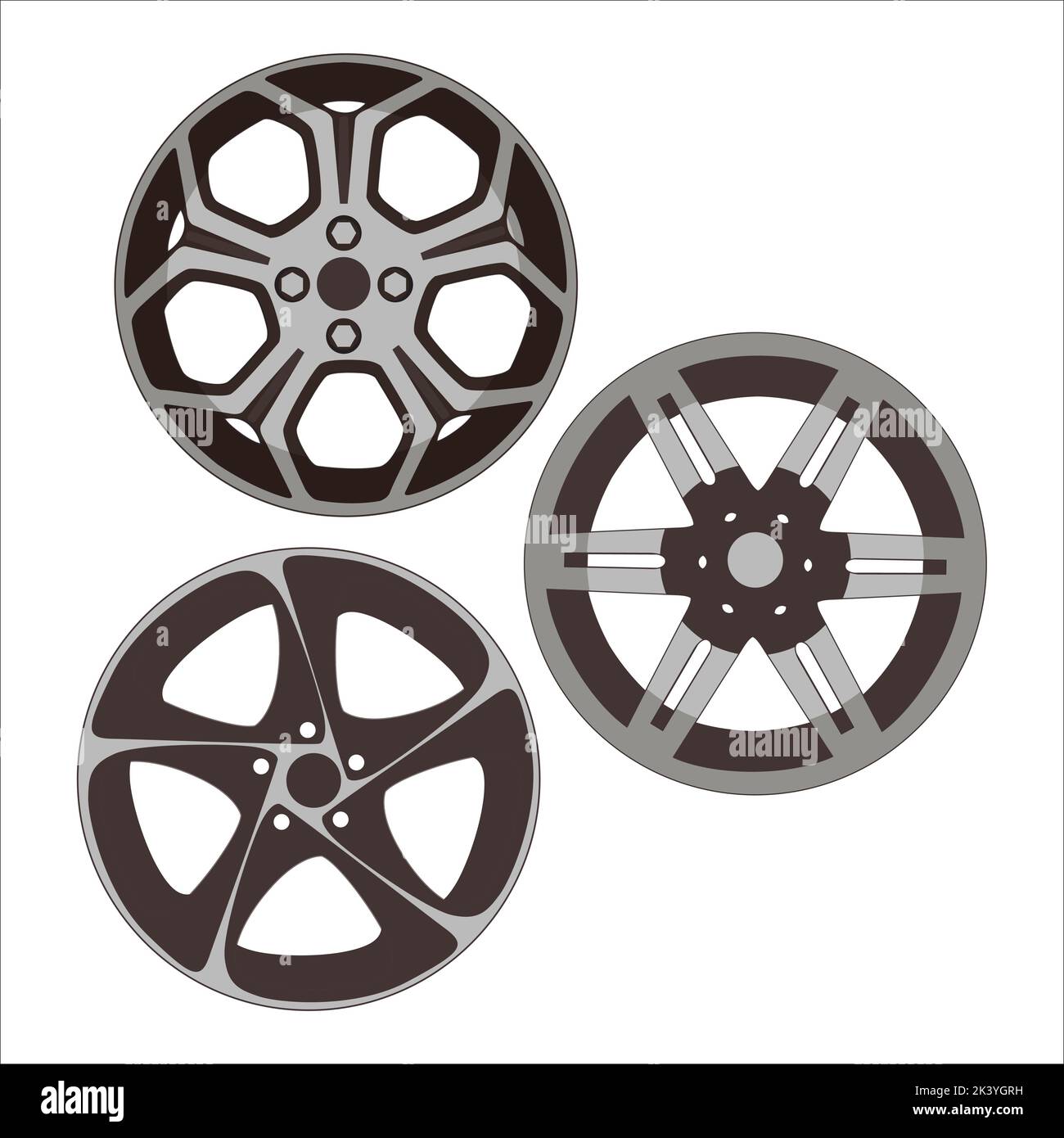 Vector Set Of Alloy Wheels Illustration Isolated On White Background ...