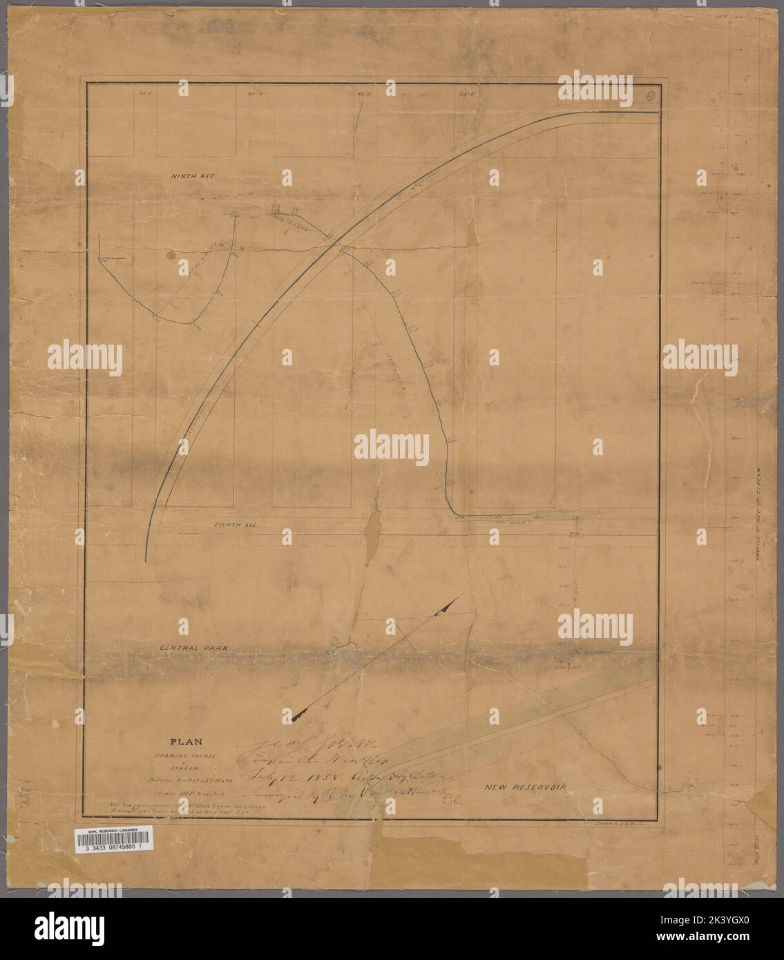 Plan showing course of stream between Aves. 8 & 9 & Sts. 85 & 89 ...
