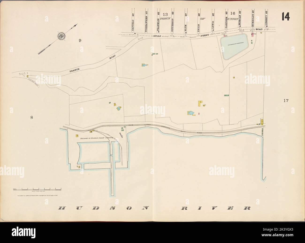 Hudson County, V. 8, Double Page Plate No. 14 Map bounded by Branch Rd ...