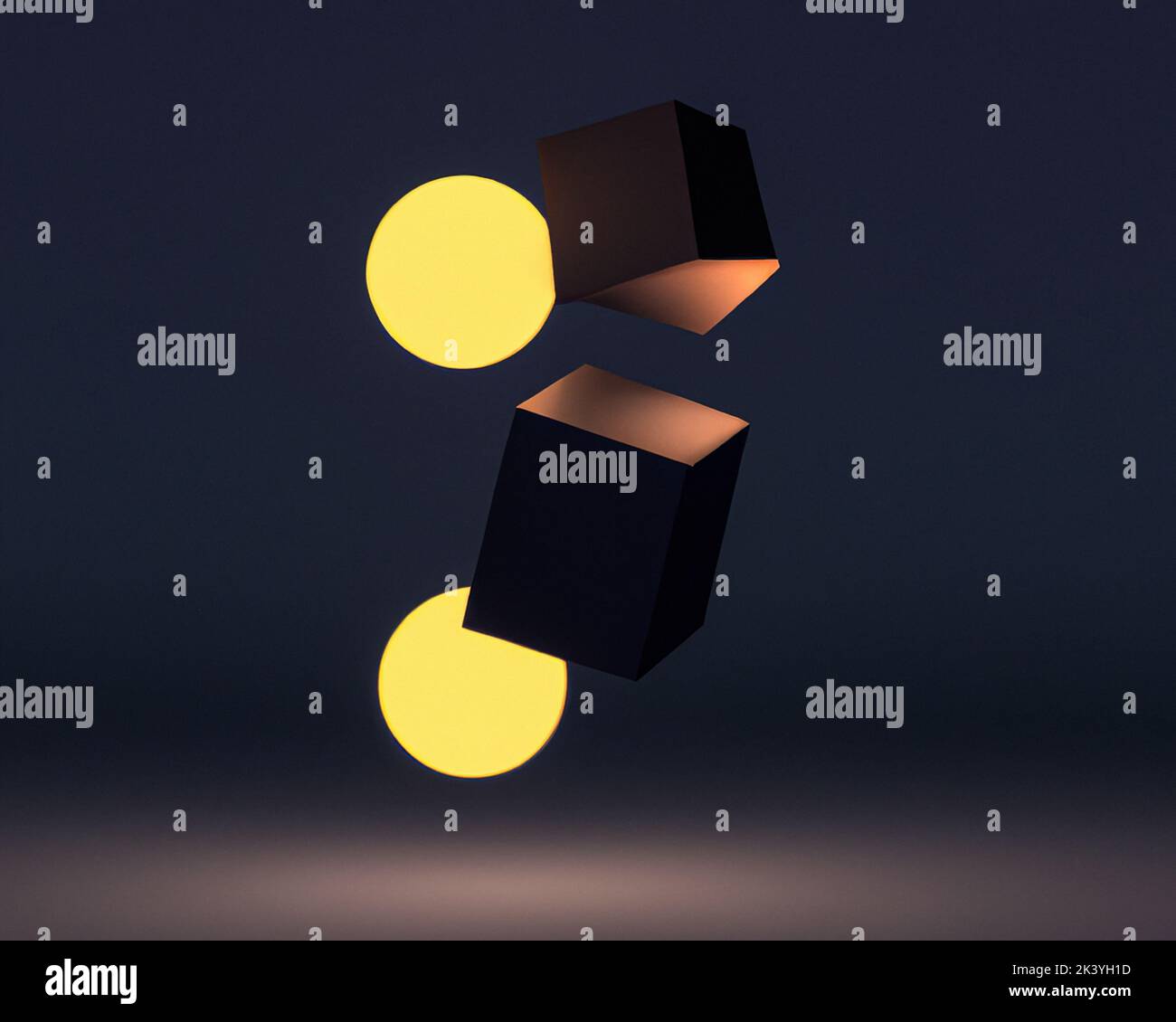 The levitating 3d cubes against dark background Stock Photo - Alamy