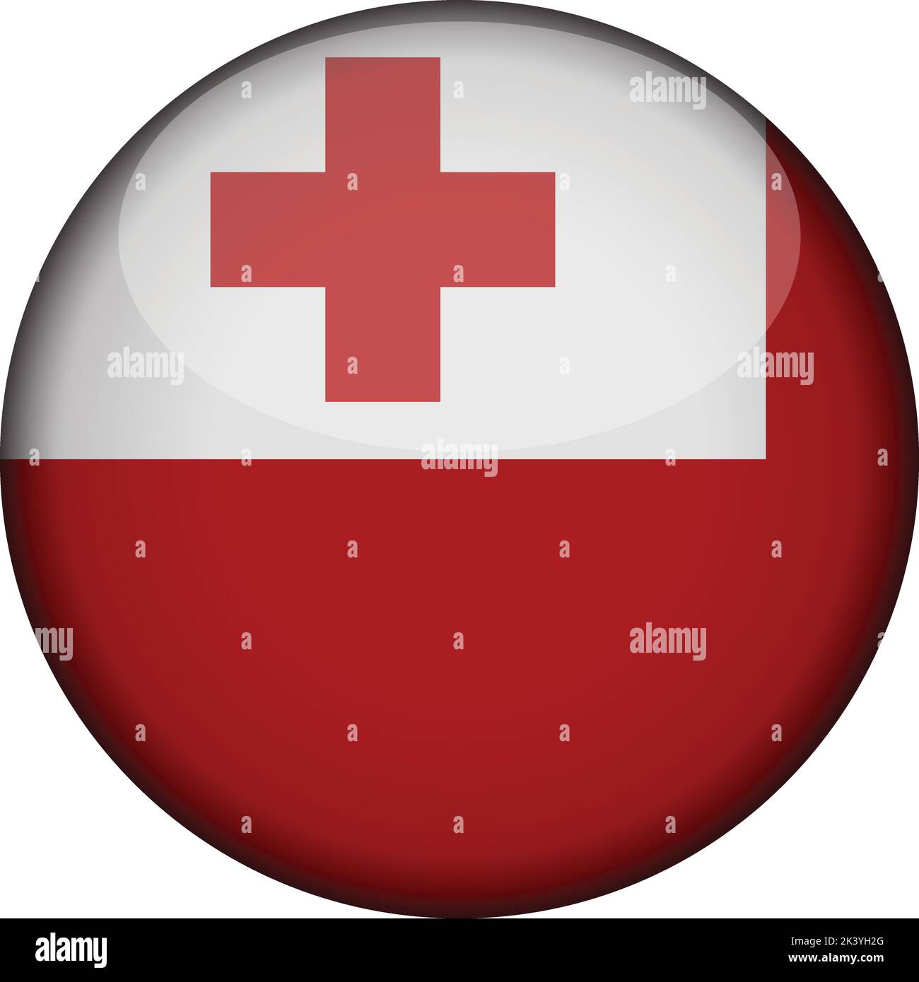 tonga Flag in glossy round button of icon. tonga emblem isolated on white background. National ...