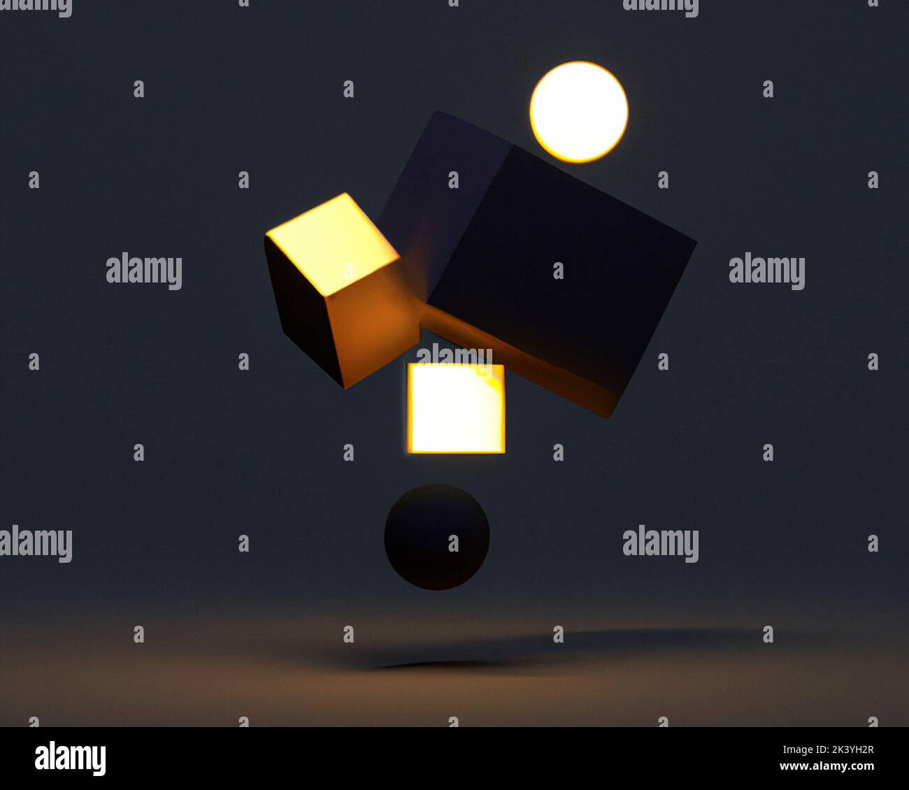 The levitating 3d cubes against dark background Stock Photo - Alamy