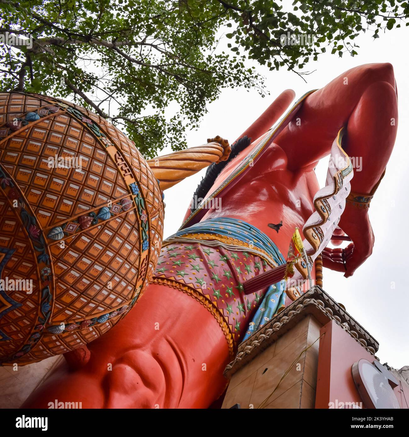 Big statue of Lord Hanuman near the delhi metro bridge situated near ...