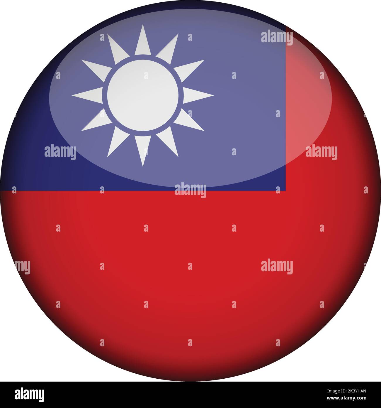 taiwan Flag in glossy round button of icon. taiwan emblem isolated on ...