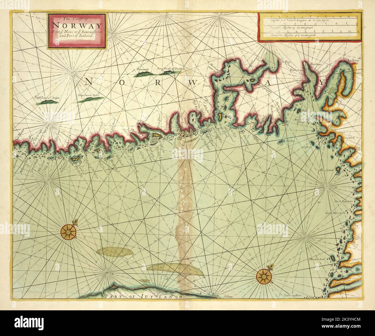 The coast of NORWAY from Naze to Paternosters and part of Iutland 1702 ...