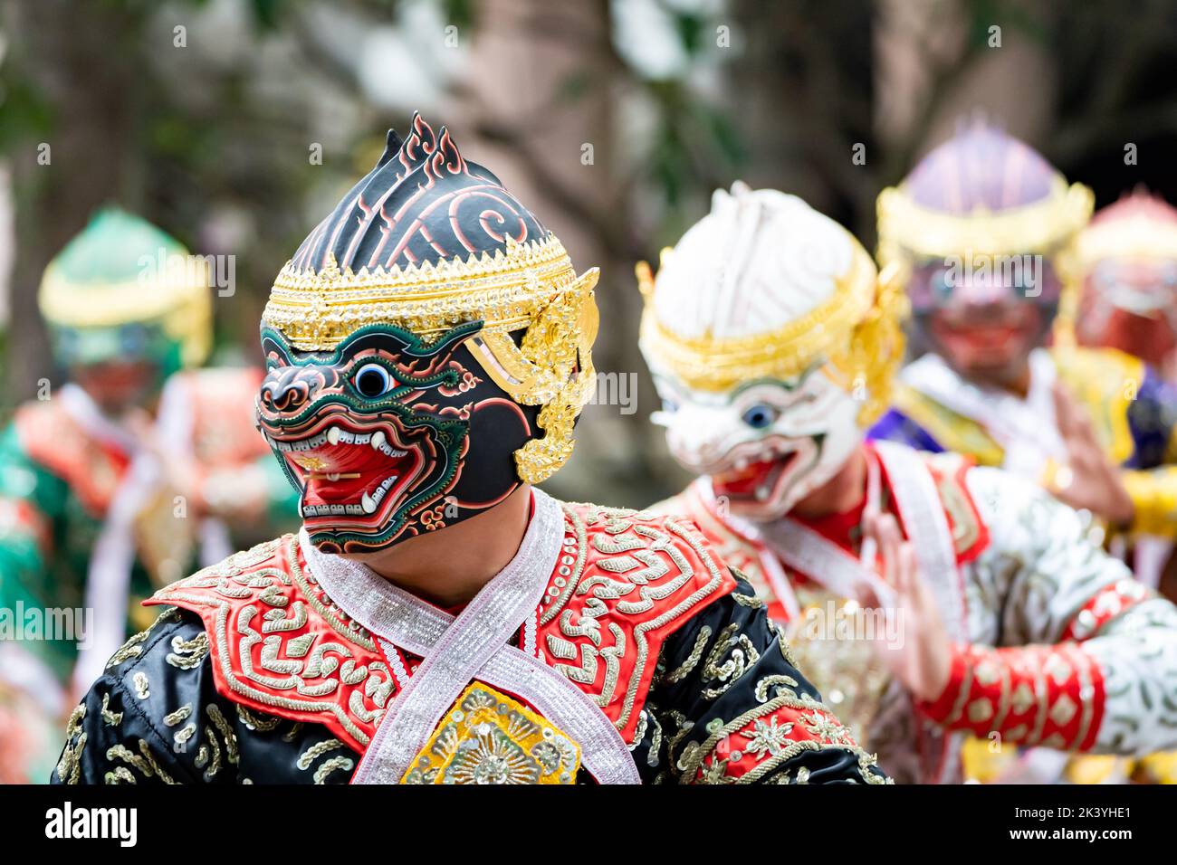 The performance of Thai traditional drama story Khon epic, Ramakien or ...
