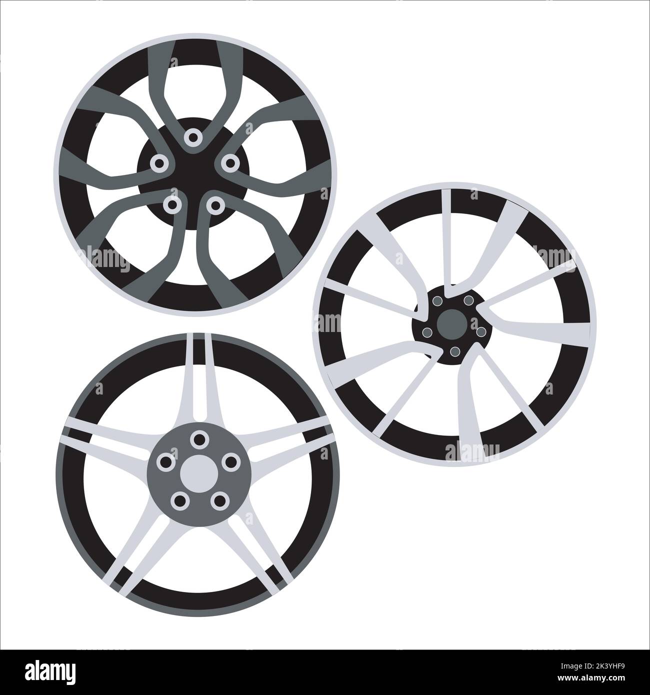 Vector Set Of Alloy Wheels Illustration Isolated On White Background Stock Vector Image & Art ...