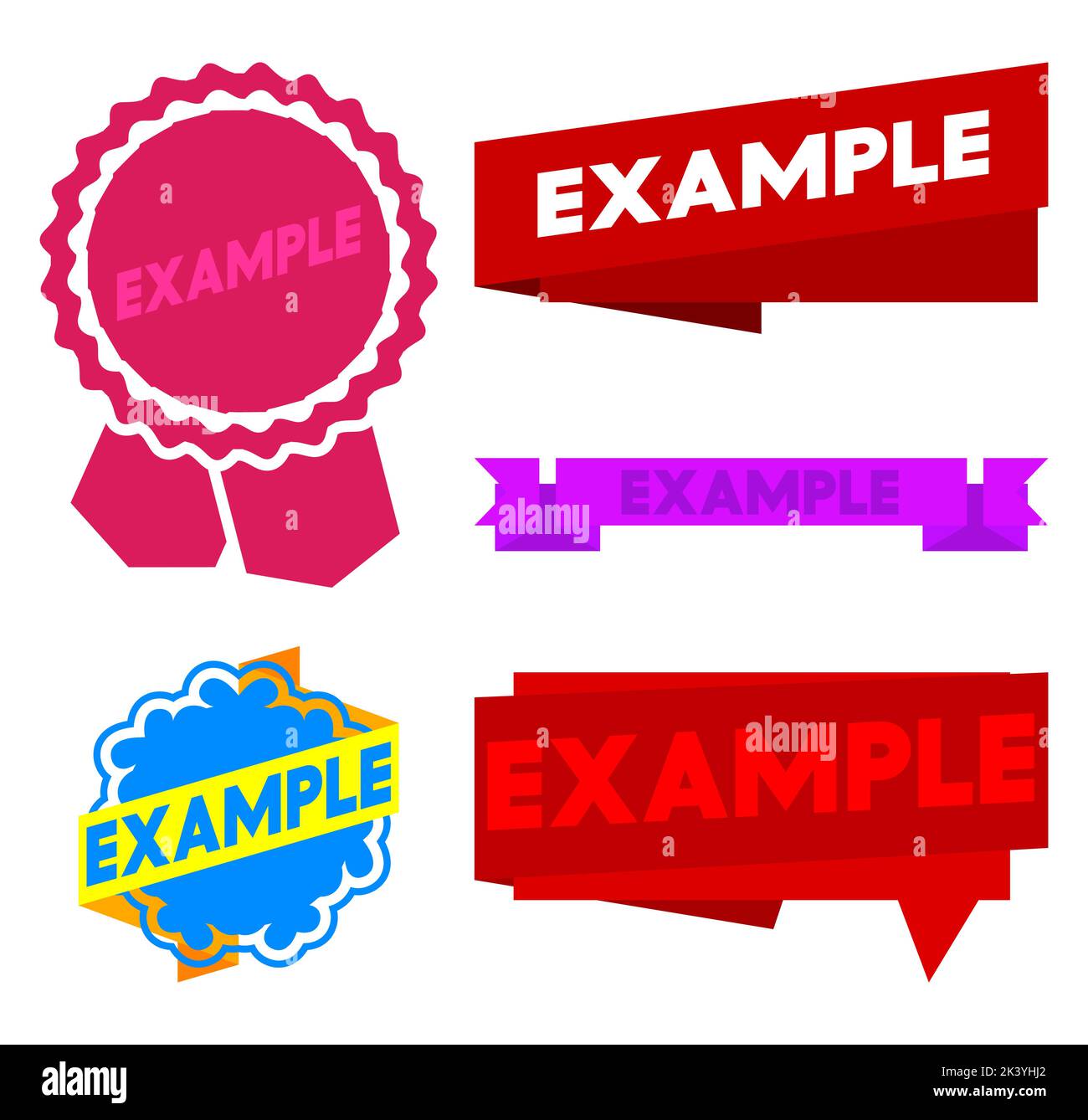 Set of ribbon with Example text. Banner template. Label sticker. Sign Stock Vector Image & Art ...