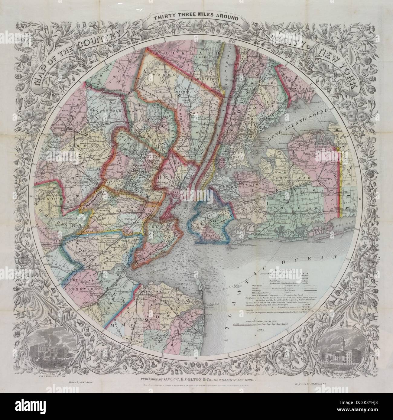 Map of the country thirty three miles around the city of New York ...