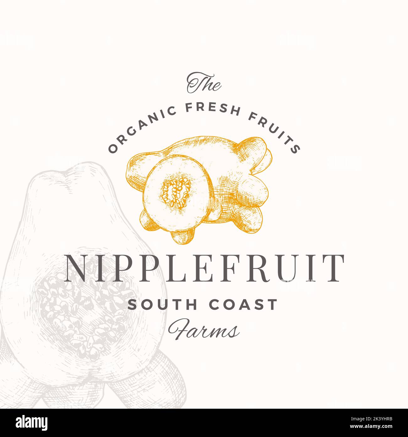 Nipplefruit Badge Logo Template. Hand Drawn Fruit Citrus Sketch with ...