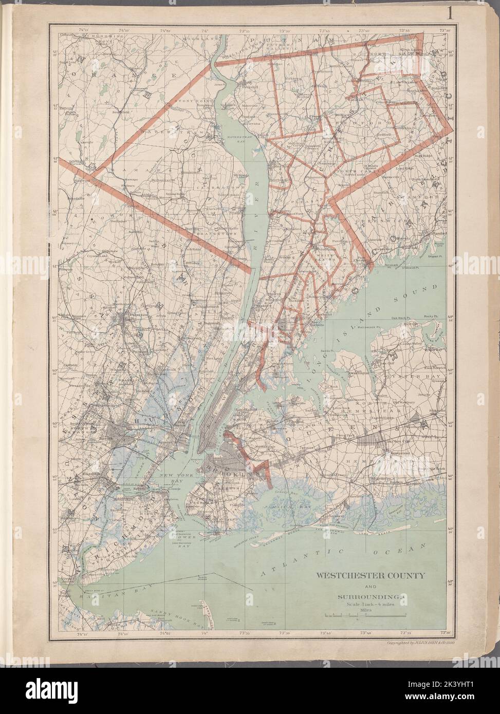 Westchester, Plate No. 1 Map of Westchester County and Surroundings ...
