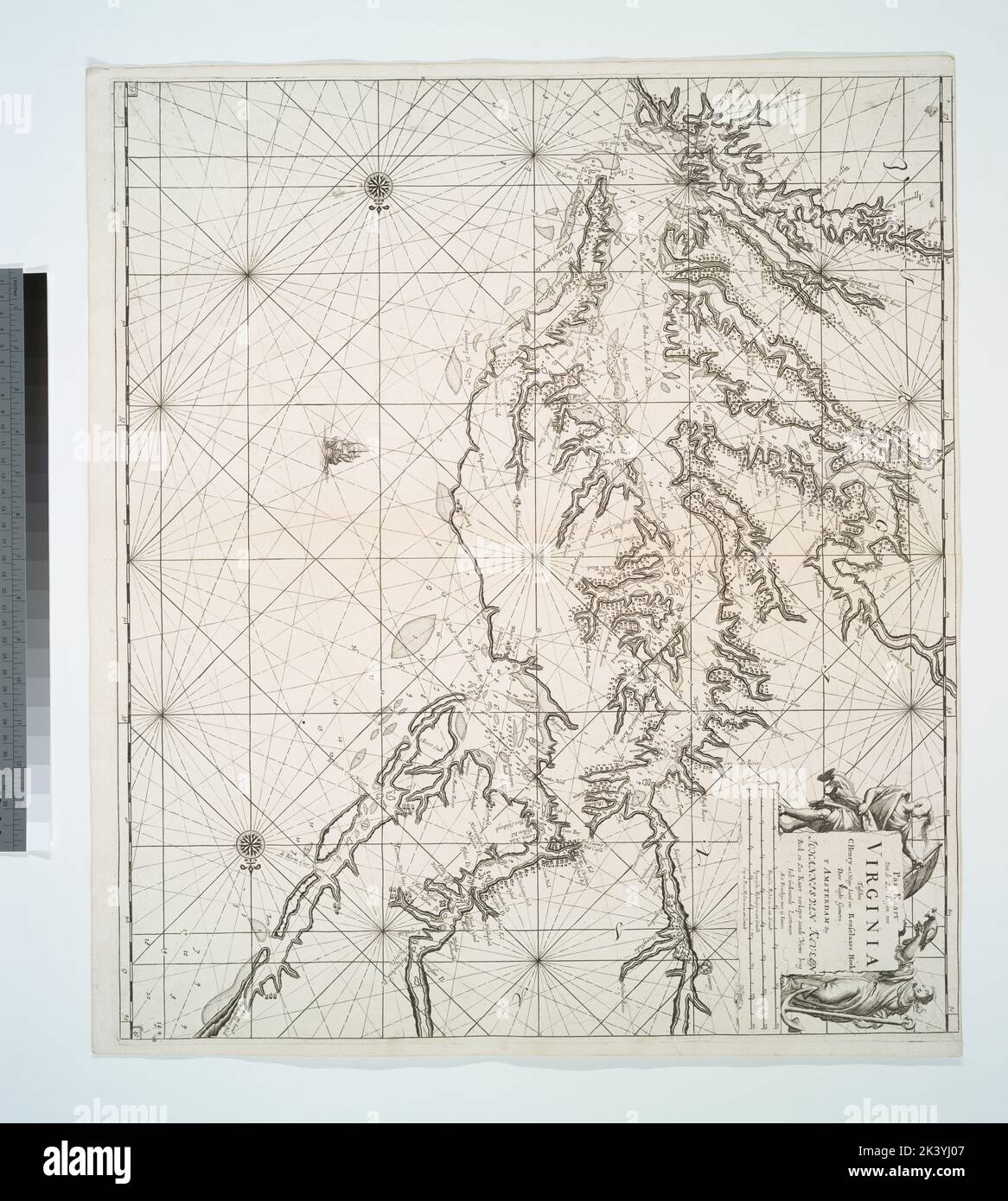 Pas kaart van de zee kusten van Virginia. Cartographic. Maps. 1680 ...