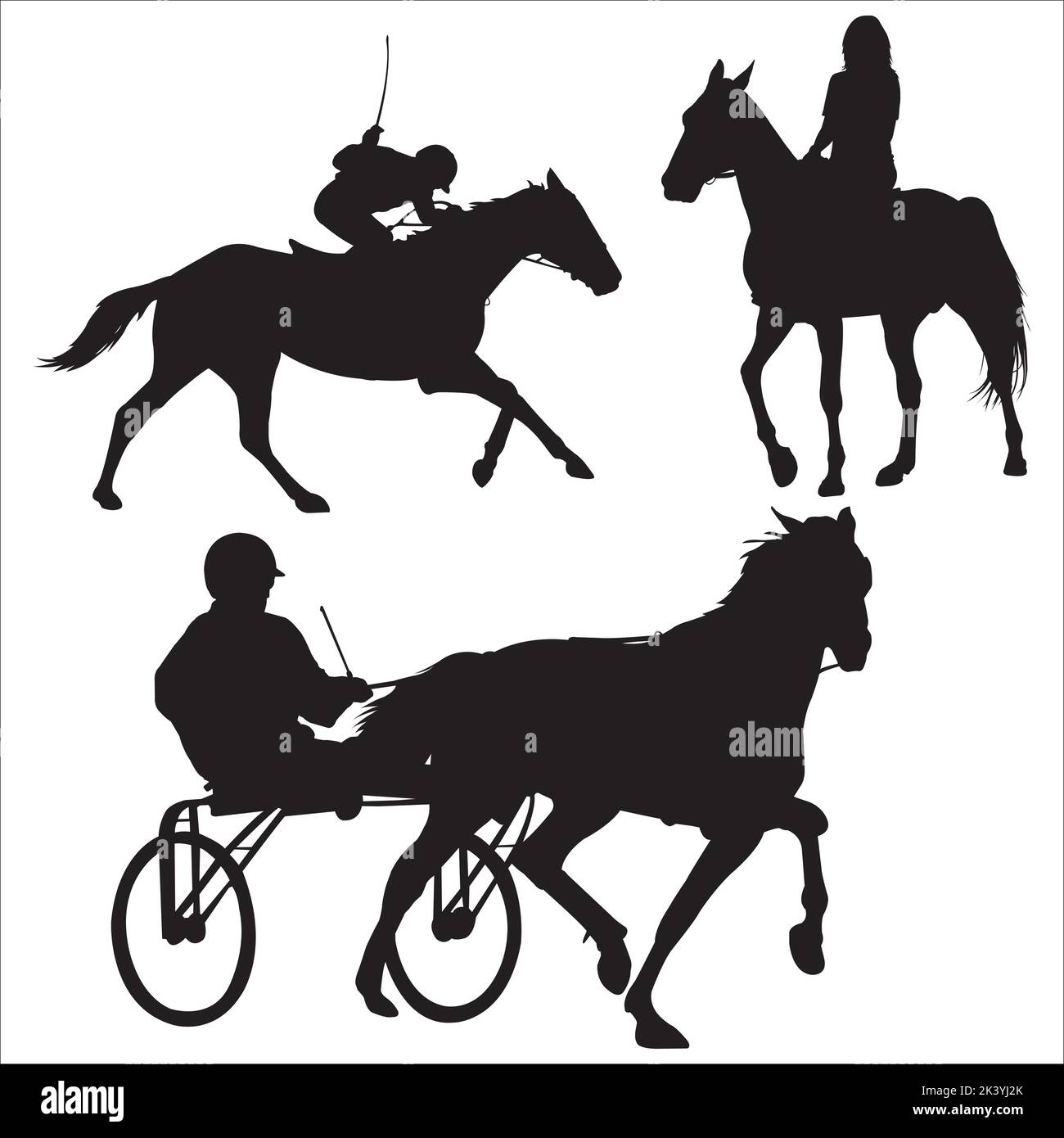 Vector Set Of Horseman With Horse Silhouettes Illustration Isolated On ...