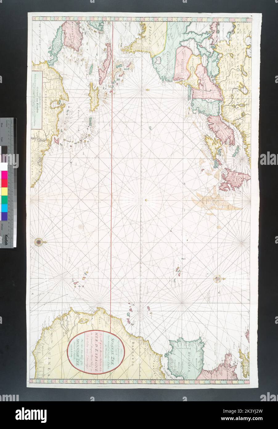 Nieuwe wassende graade zee kaart over de Spaanse Zee vant kanaal tot t ...