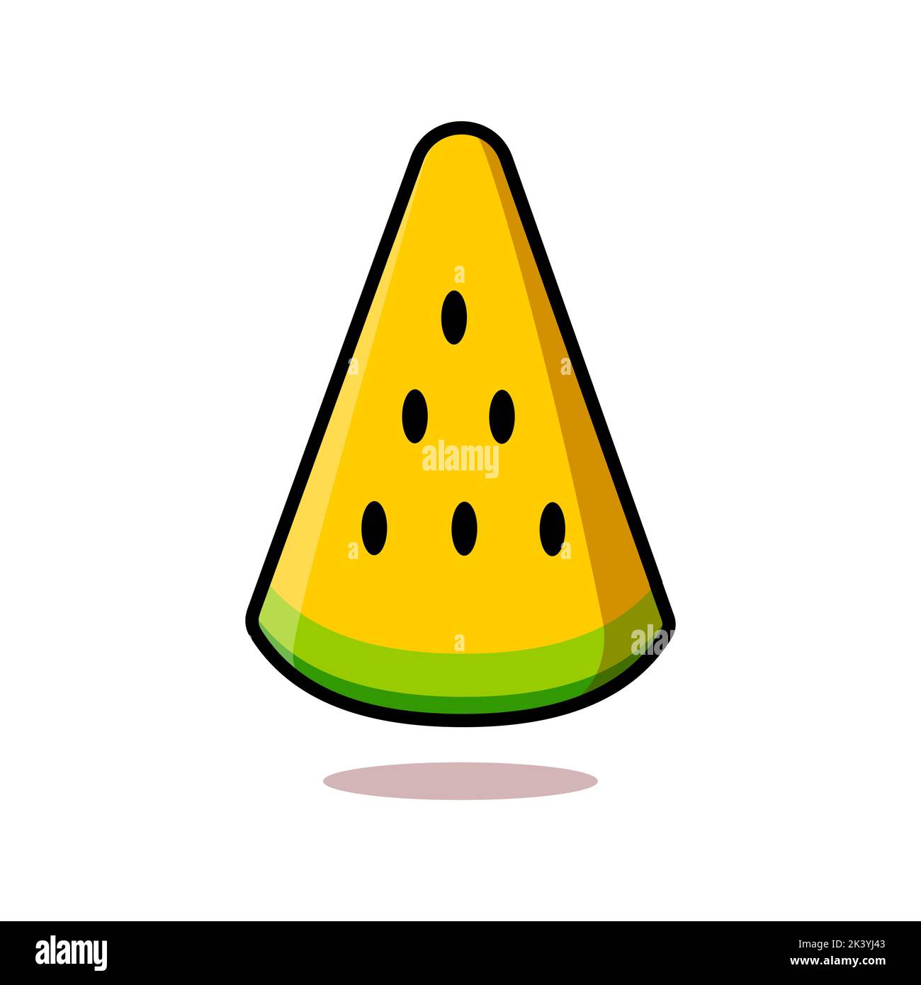 A cute cartoon image of a yellow watermelon slice. Vector illustration ...