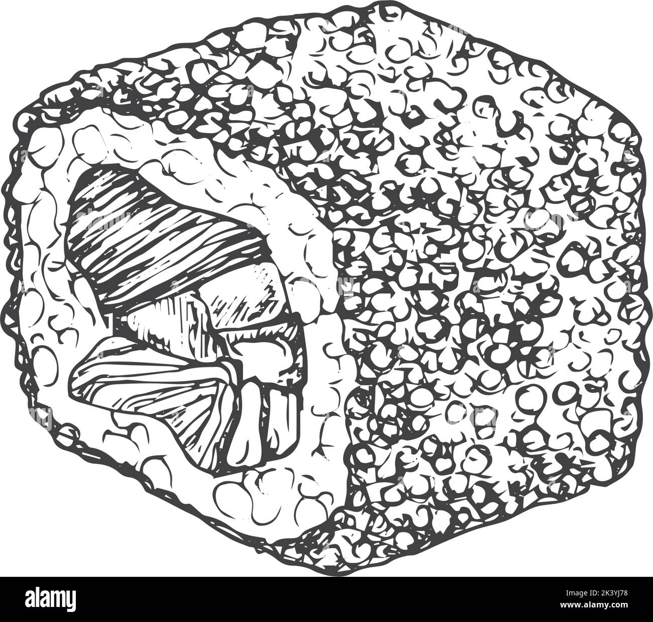 Sushi Maki Abstract Vector Illustration. Hand Drawn Asian Food Roll ...