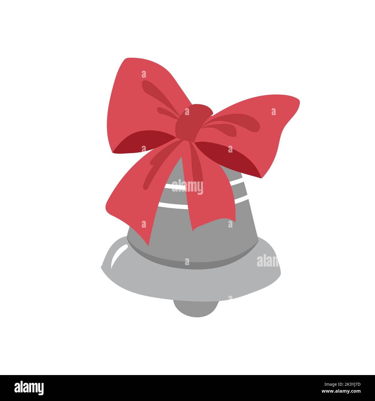 Christmas bell with a red bow. Doodle style. A design element ...