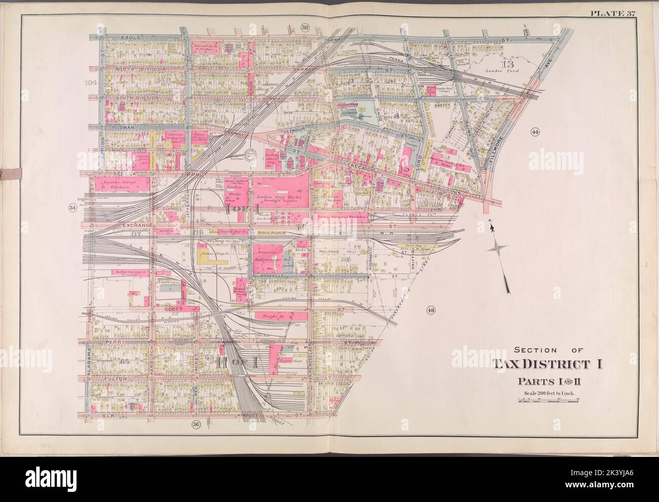 Buffalo, V. 2, Double Page Plate No. 37 Map bounded by Eagle St ...