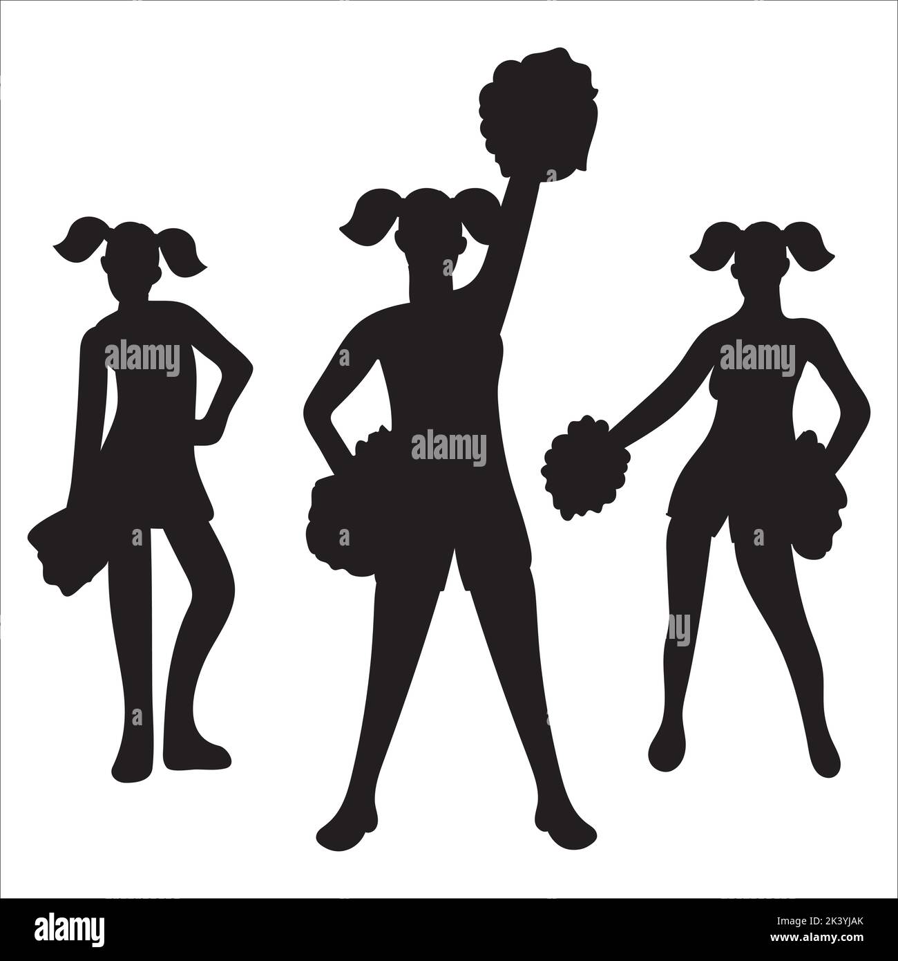 Vector Set Of Girl Cheerleader Silhouettes Illustration Isolated On ...