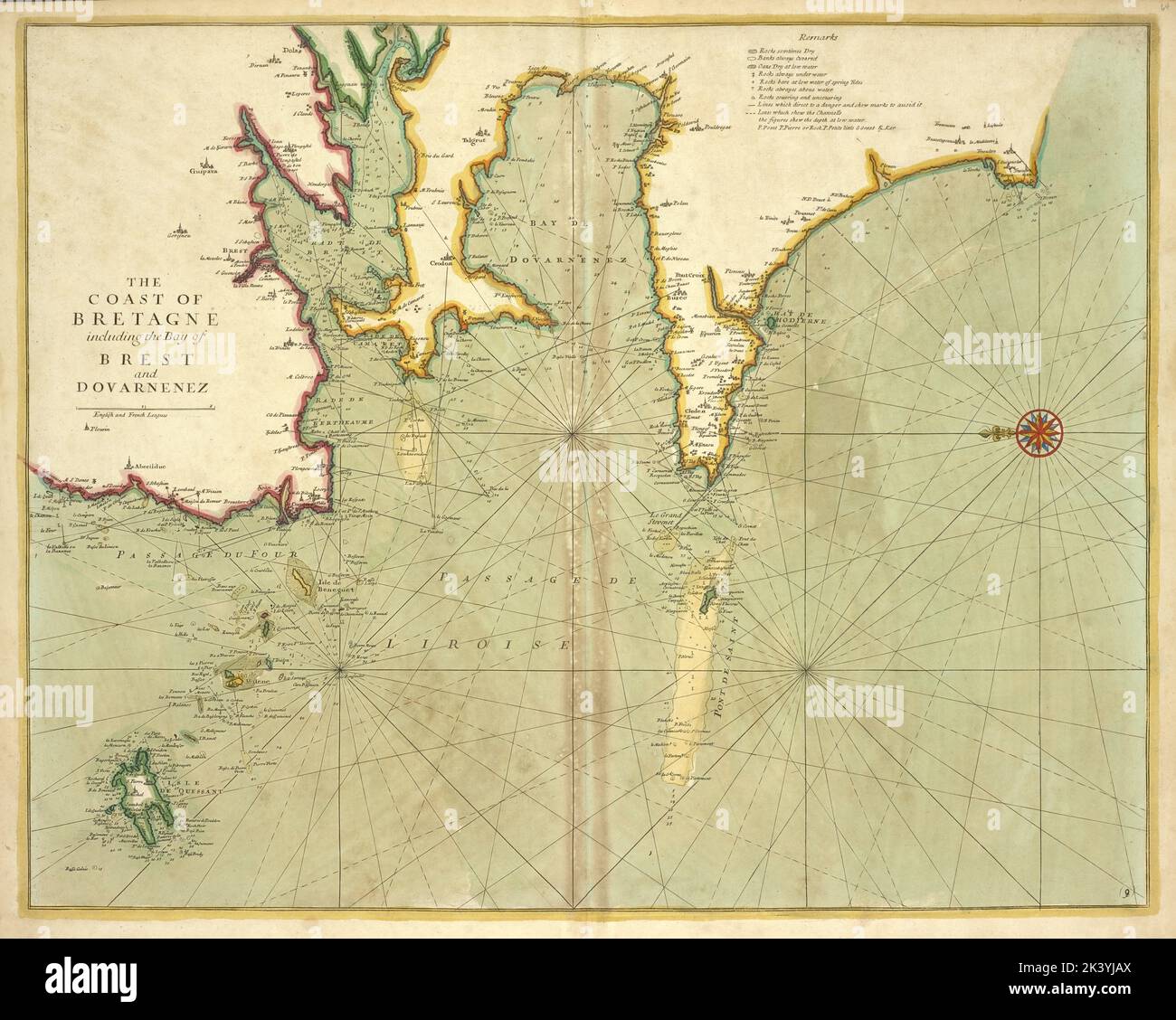 The coast of BRETAGNE including the bay of BREST and DOVARNENEZ 1702 ...