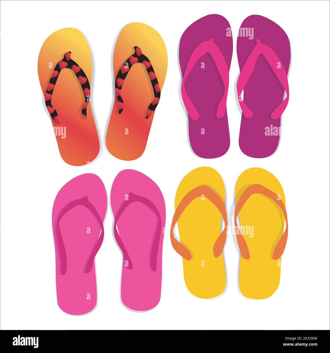 Vector Set Of Colorful Flip Flops Illustration Isolated On White Background Stock Vector Image ...