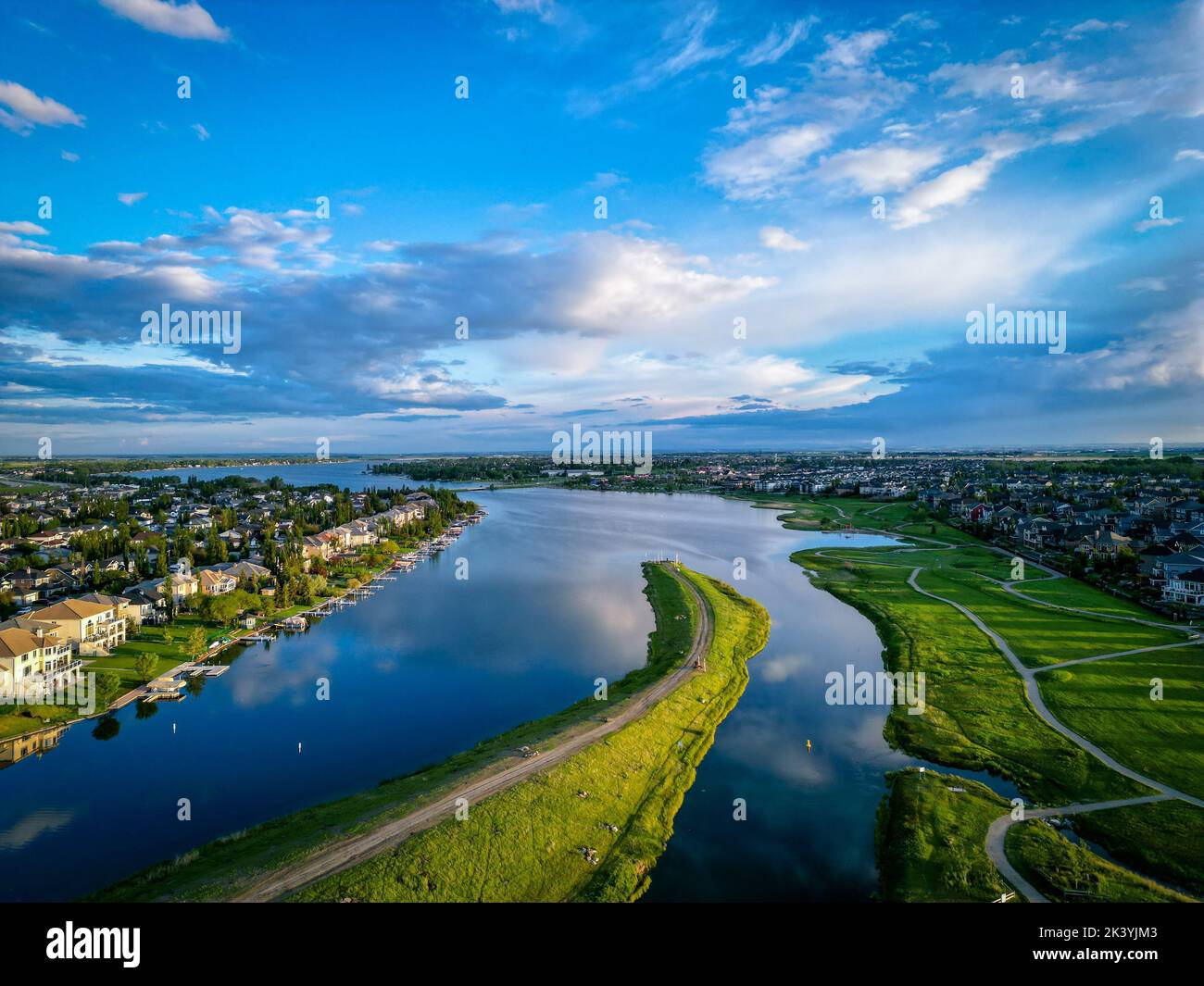 A bird's eye view of Chestermere Lake in Alberta, Canada Stock Photo ...
