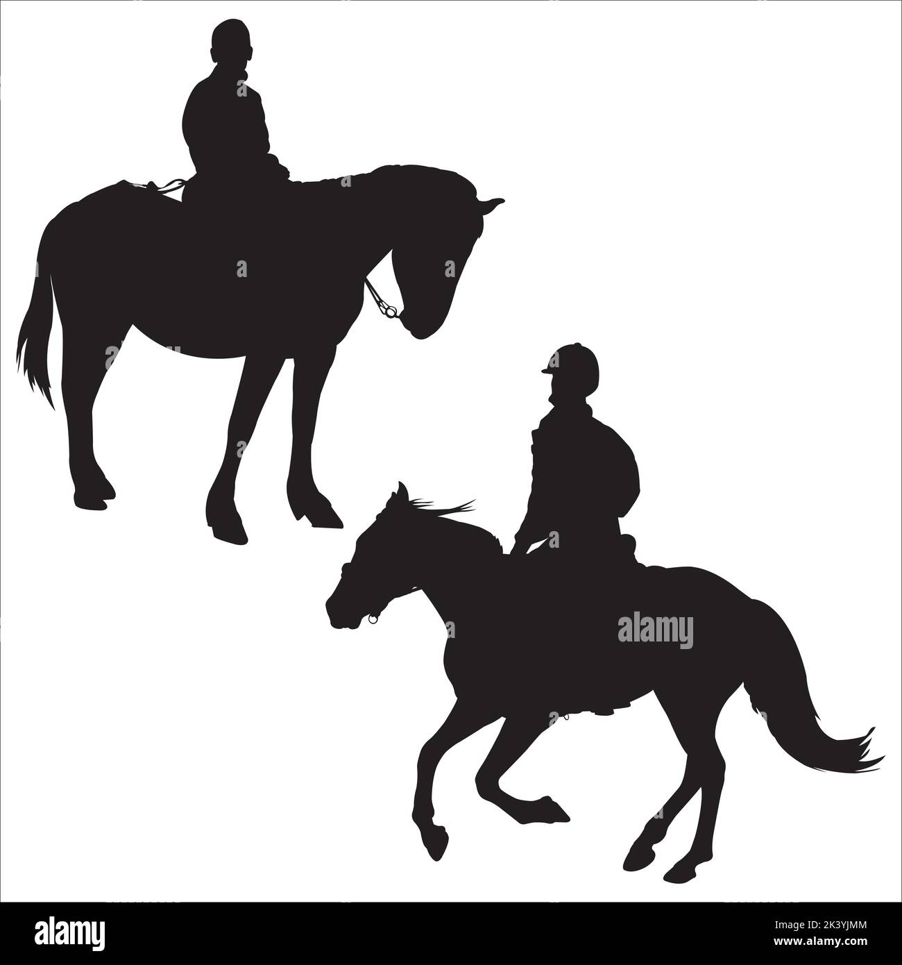 Vector Set Of Horseman With Horse Silhouettes Illustration Isolated On ...
