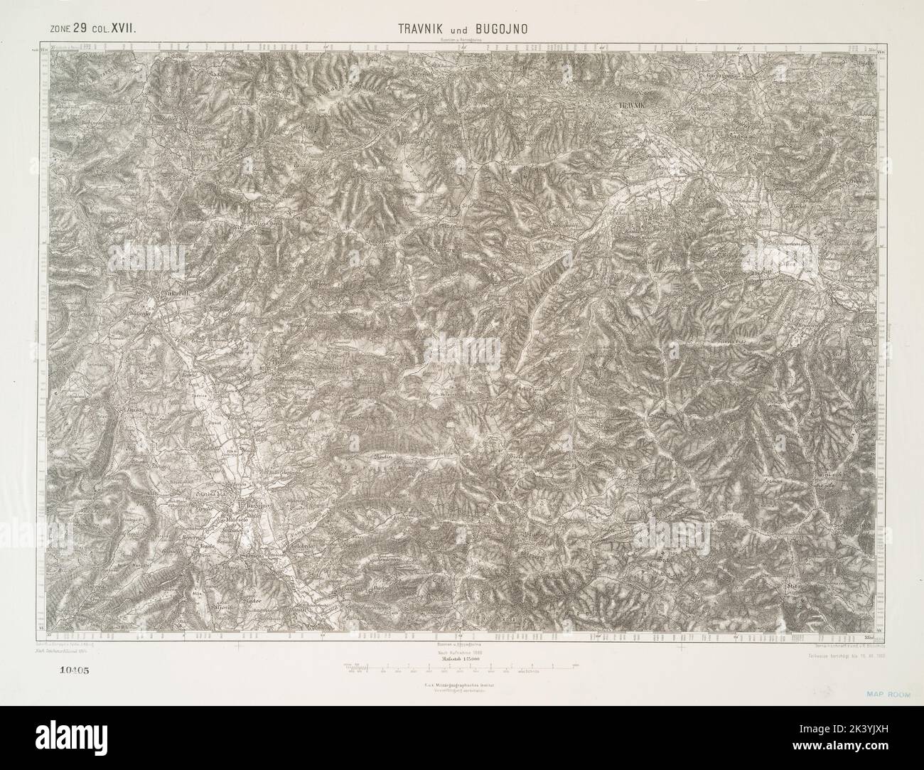 Travnik und Bugojno. Cartographic. Maps, Topographic maps. 1910. Lionel ...