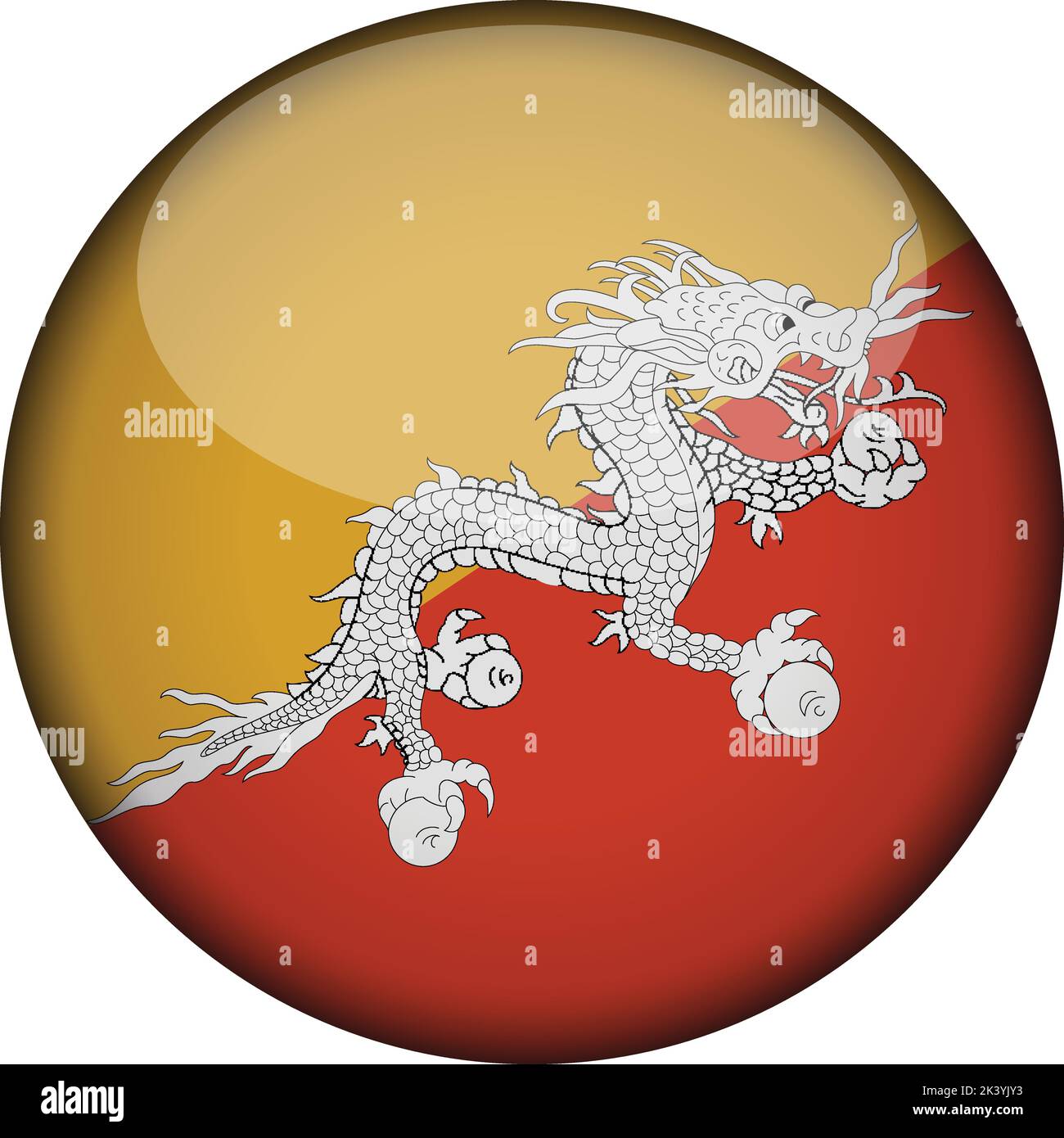 bhutan Flag in glossy round button of icon. bhutan emblem isolated on ...