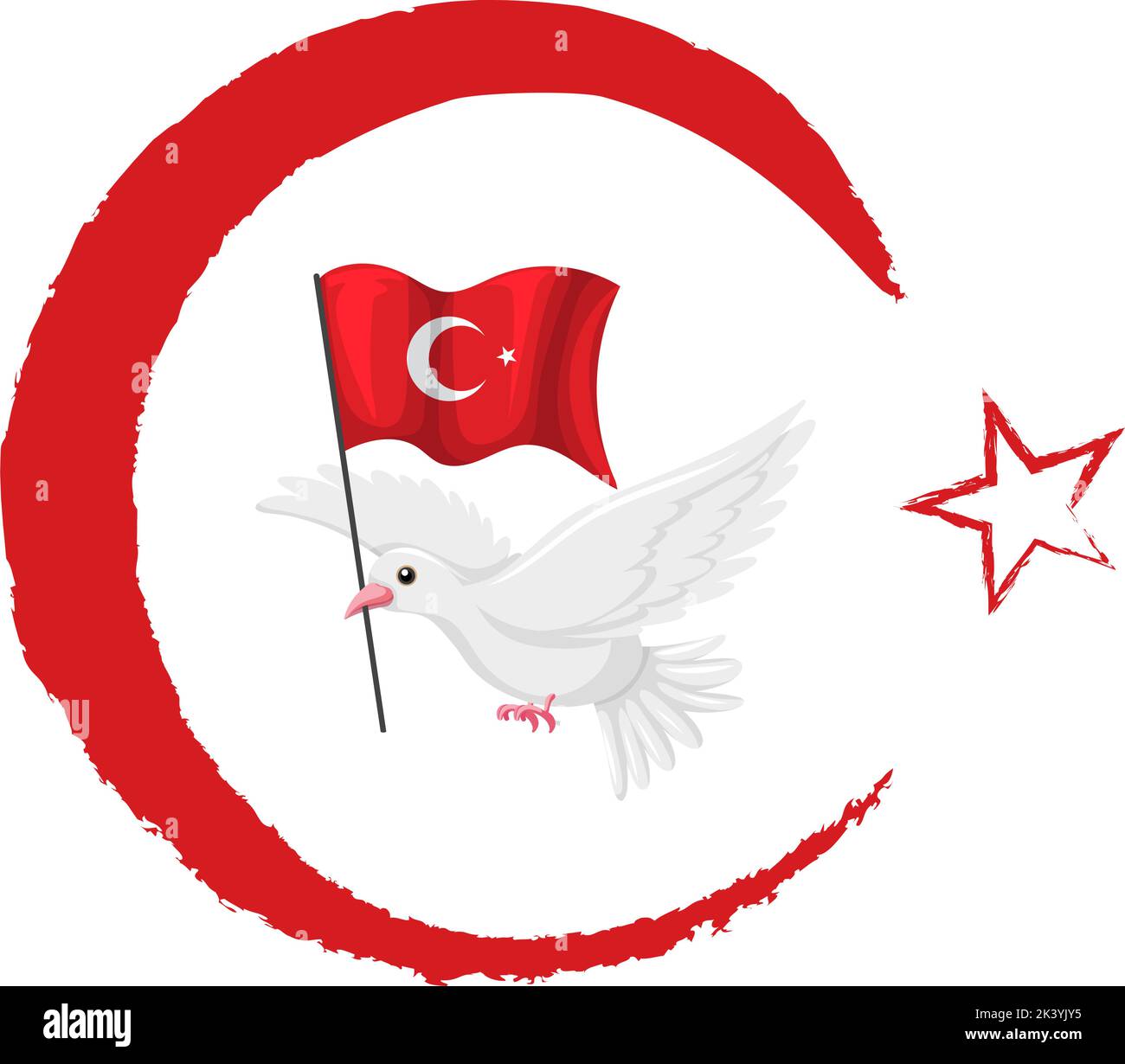 Flag of Turkey with crescent moon and star illustration Stock Vector ...