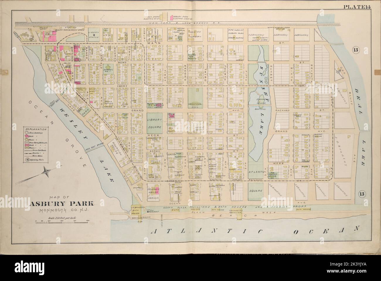 Monmouth County, Double Page Plate No. 14 Map Bounded by Deal Lake ...