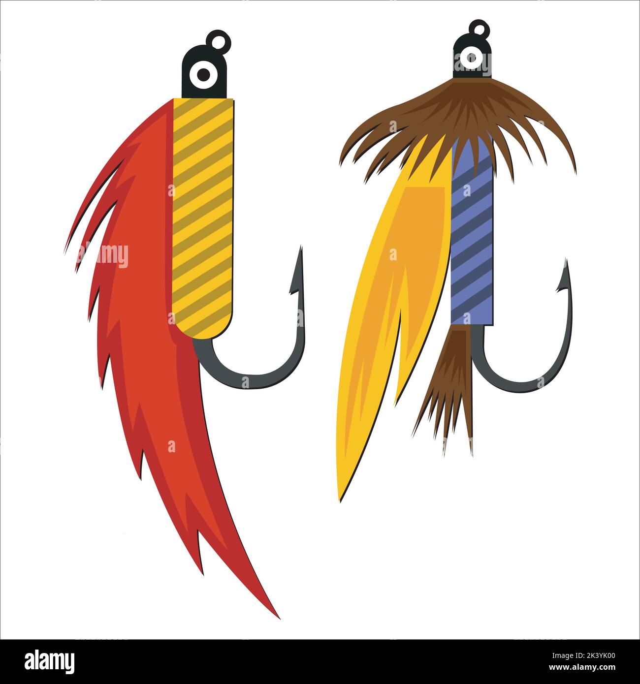 Vector Set Of Fly Fishing Lures Hooks Illustration Isolated On White ...