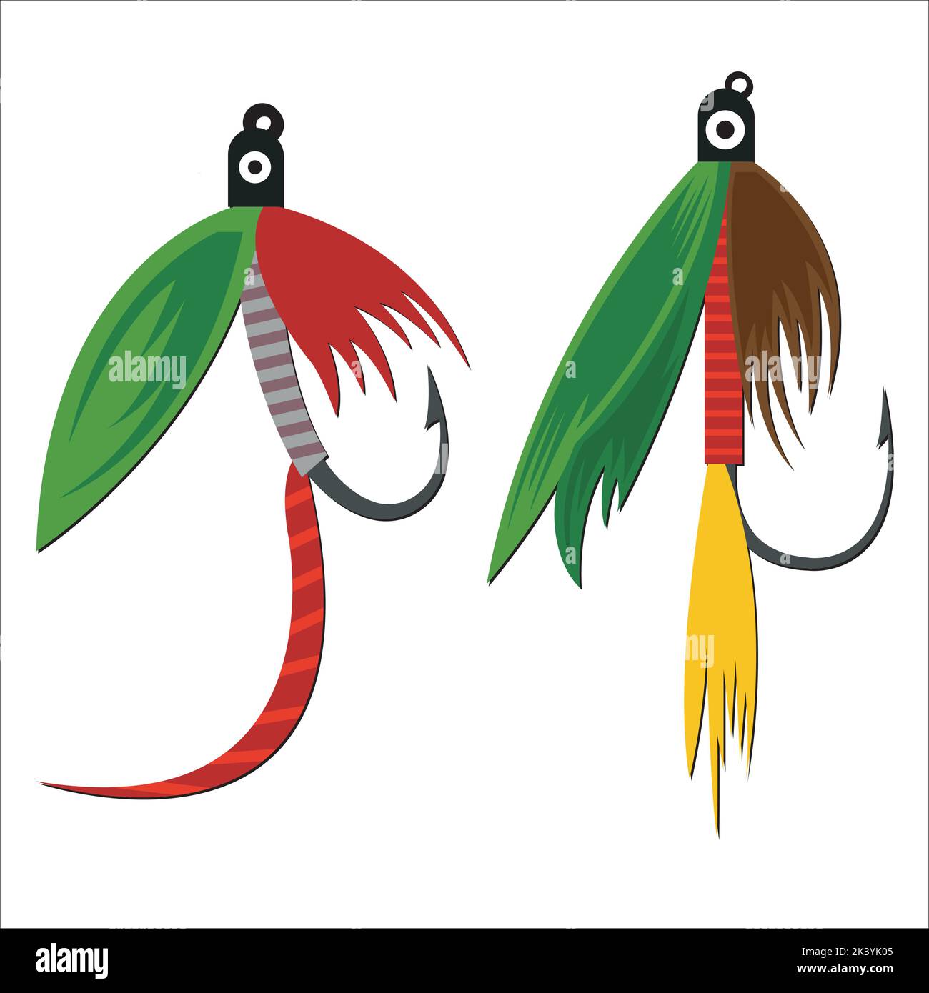 Vector Set Of Fly Fishing Lures Hooks Illustration Isolated On White ...