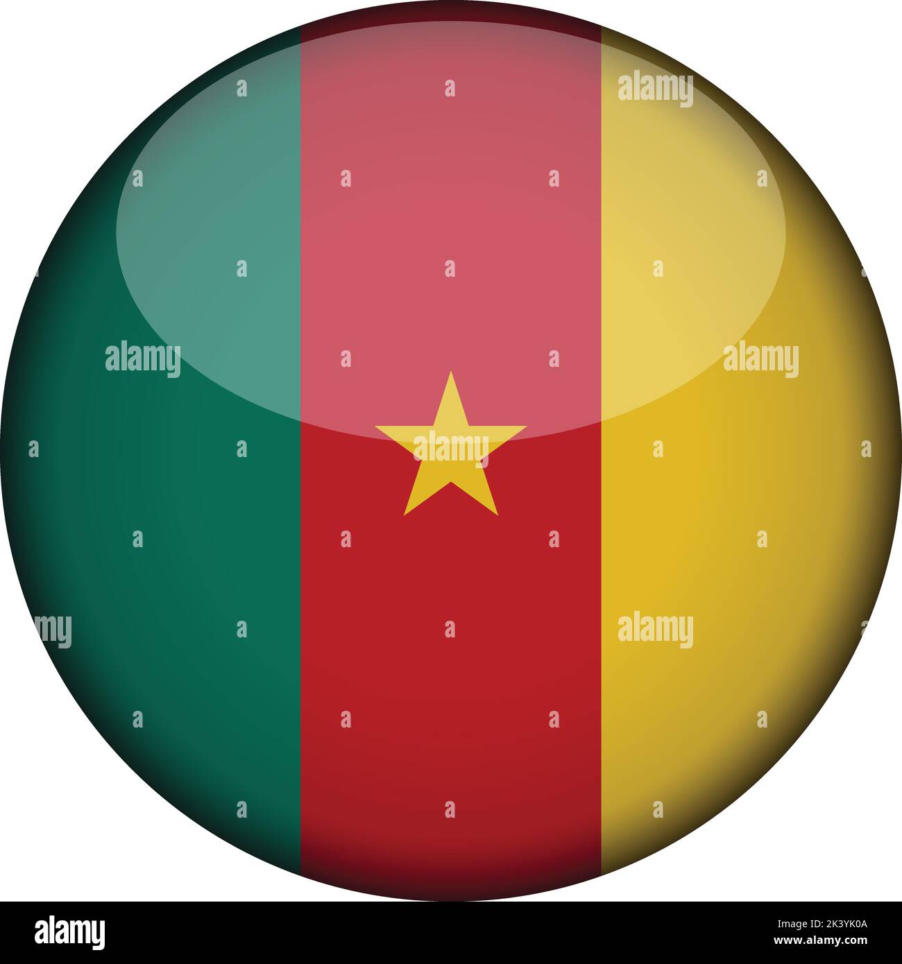 cameroon Flag in glossy round button of icon. cameroon emblem isolated ...